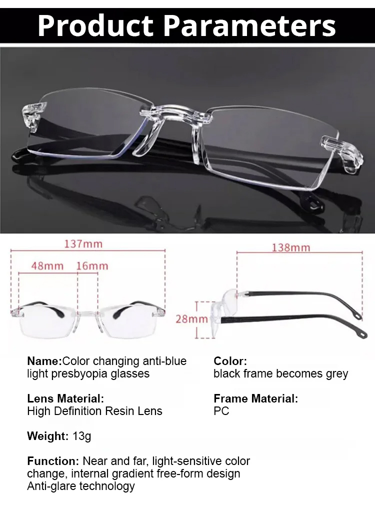 Color-changing anti-blue light presbyopia glasses – Tegooe