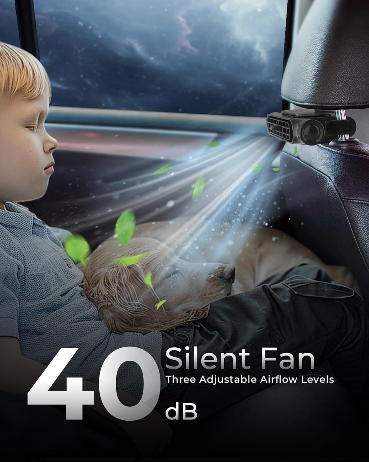 Dual Turbo USB Car Seat Fan – High Wind Power Rear Pillow Fan – Tegooe